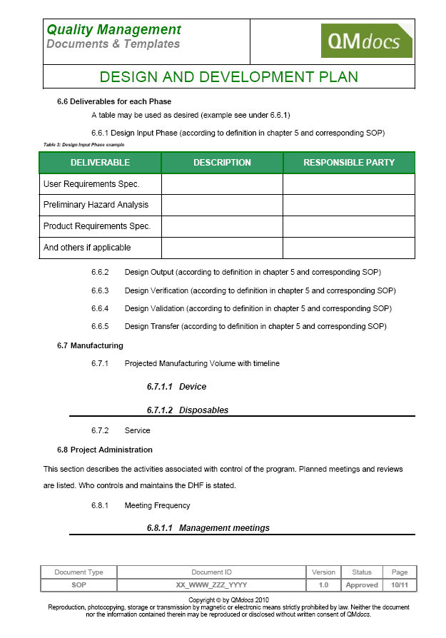 Medical Device QMS Document Templates QMDocs Quality Management System